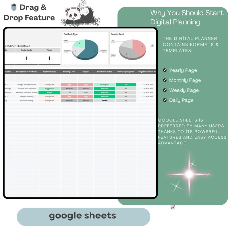 Customer Feedback Tracker Template Google Sheets, Editable Review and ...