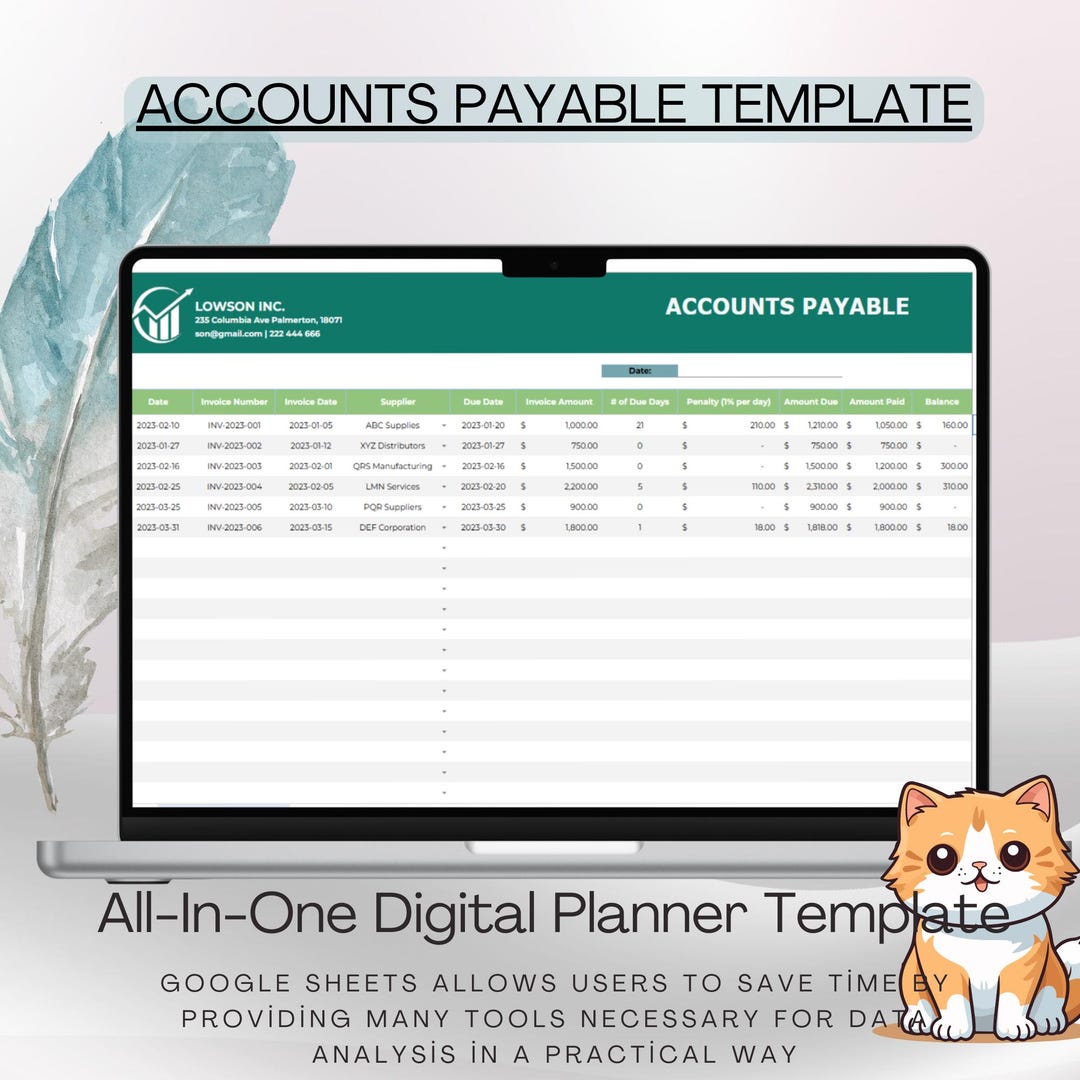 Accounts Payable Template, Editable Google Sheets for Vendor Payment ...