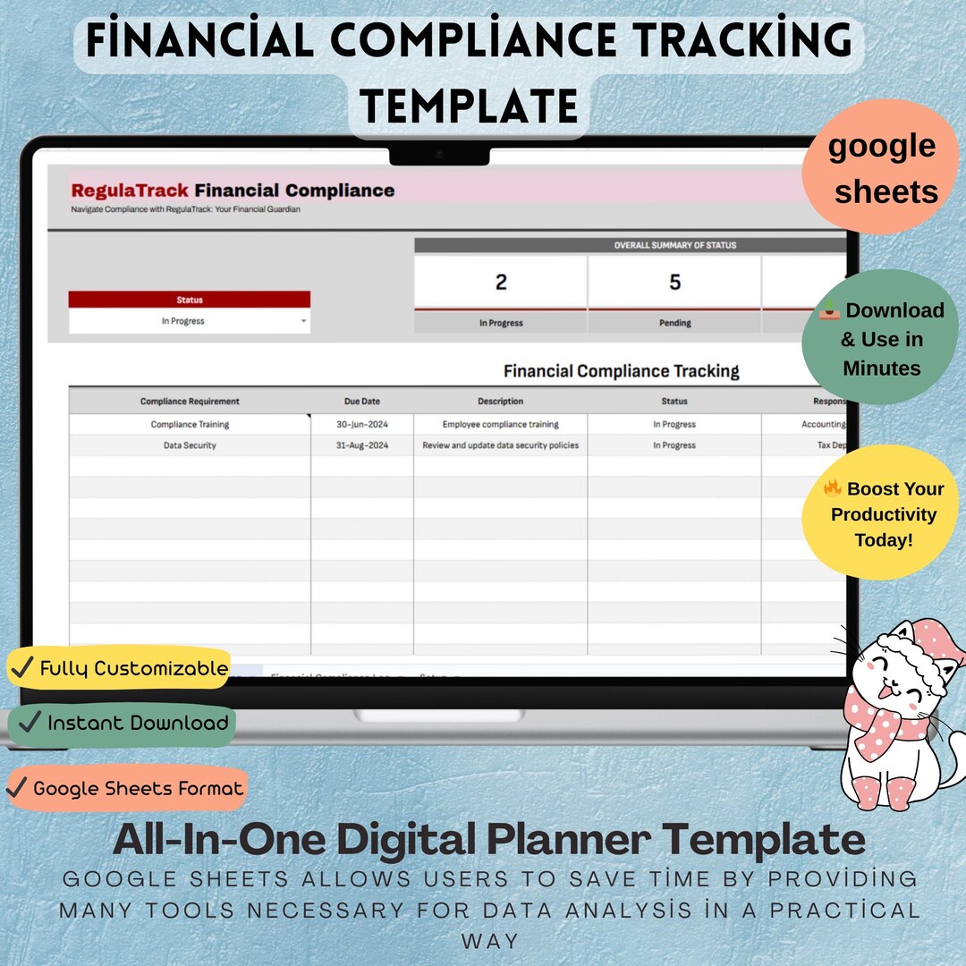 Financial Compliance Tracking Template | Editable Google Sheets Tool ...