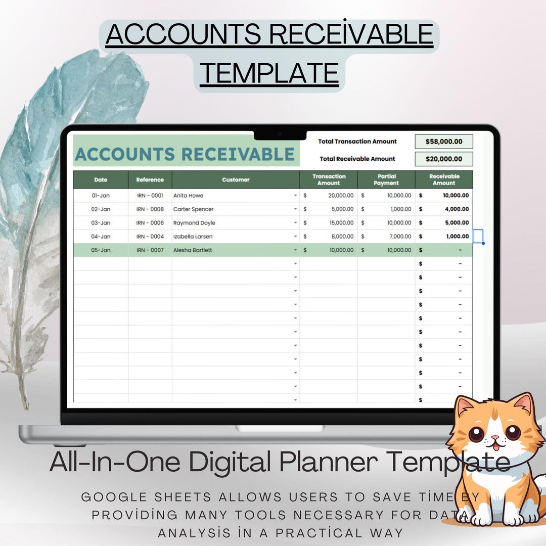 Accounts Receivable Template, Editable Digital Download for Efficient ...