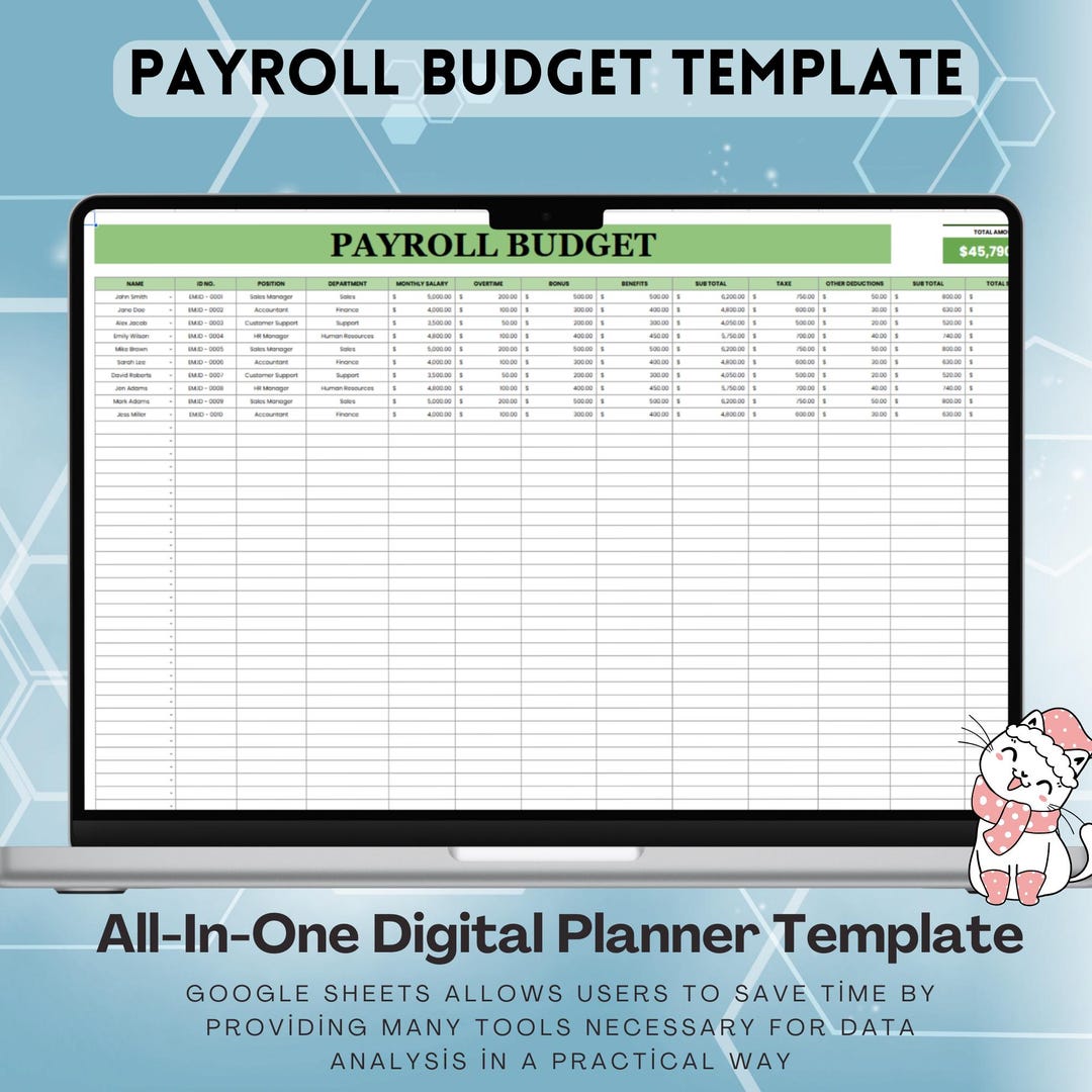Payroll Budget Template, Google Sheets Salary Planner, Employee Wage ...