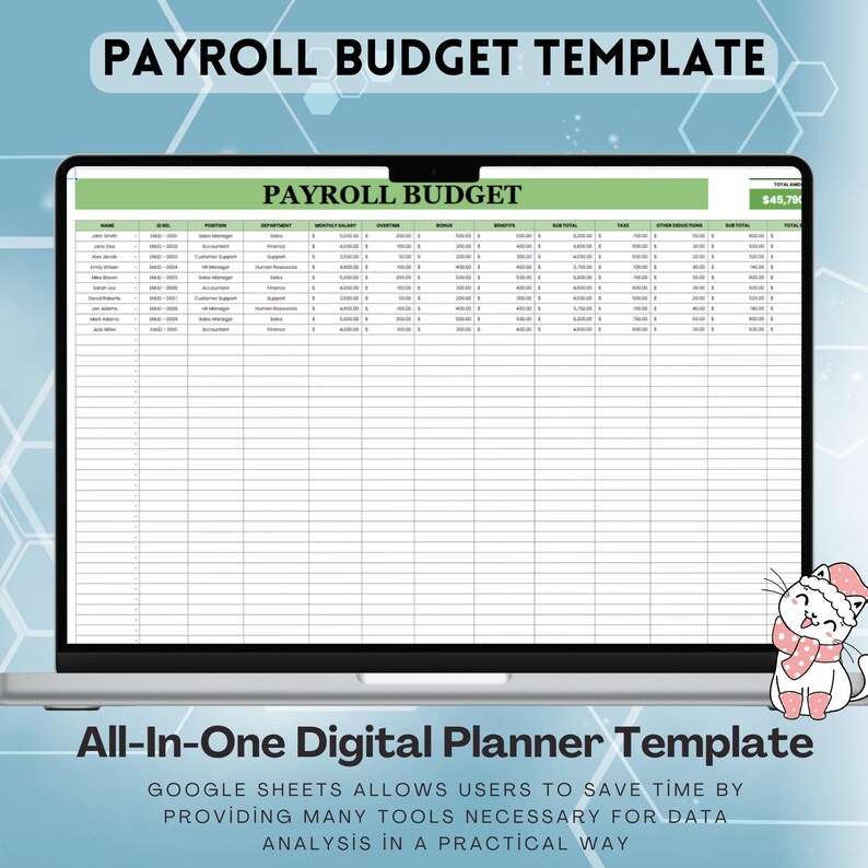 Payroll Budget Template, Google Sheets Salary Planner, Employee Wage ...