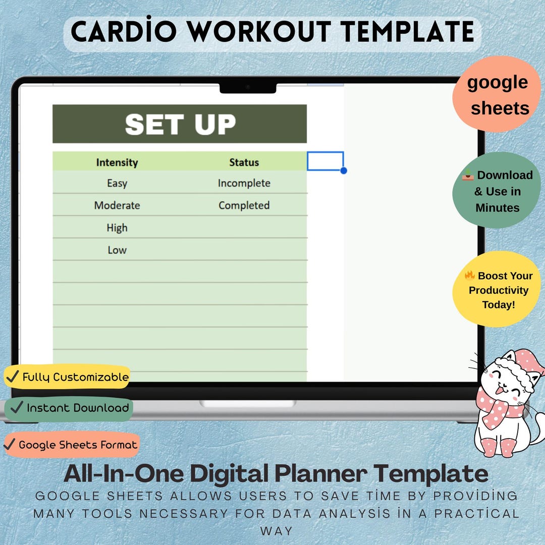 Cardio Workout Template for Fitness Tracking, Digital Download ...