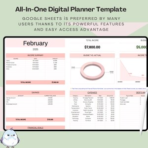 Financial Planner Template, Google Sheets & Excel, Editable Monthly ...