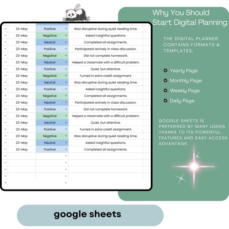 Classroom Behavior Tracker Template, Student Progress Log, Google ...