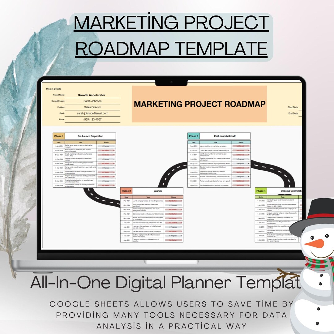 Marketing Project Roadmap Template, Digital Download, Editable Google ...