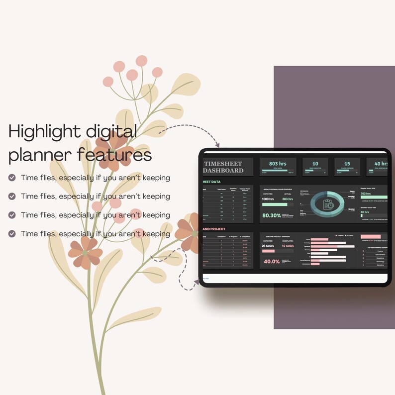 Timesheet Dashboard Template, Editable Google Sheets for Work Hours ...