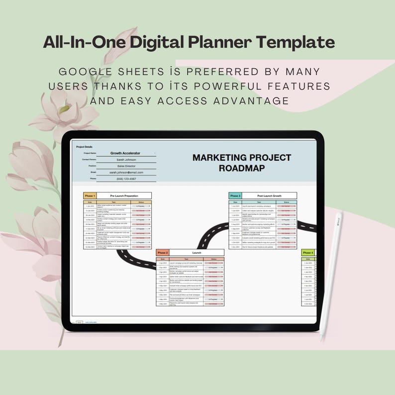 Construction Project Roadmap Template, Editable Google Sheets, Digital ...