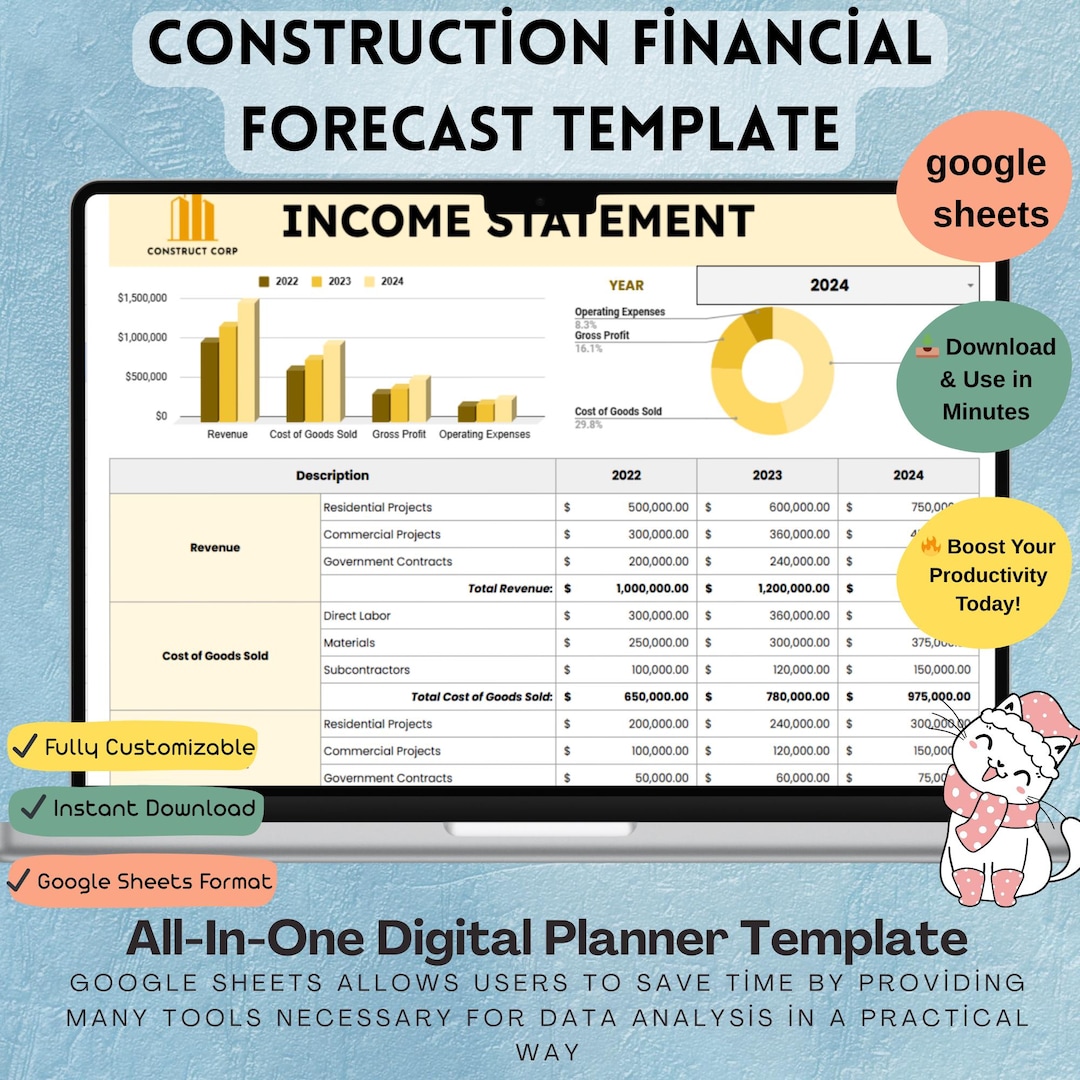 Construction Financial Forecast Template Google Sheets Editable Budget ...