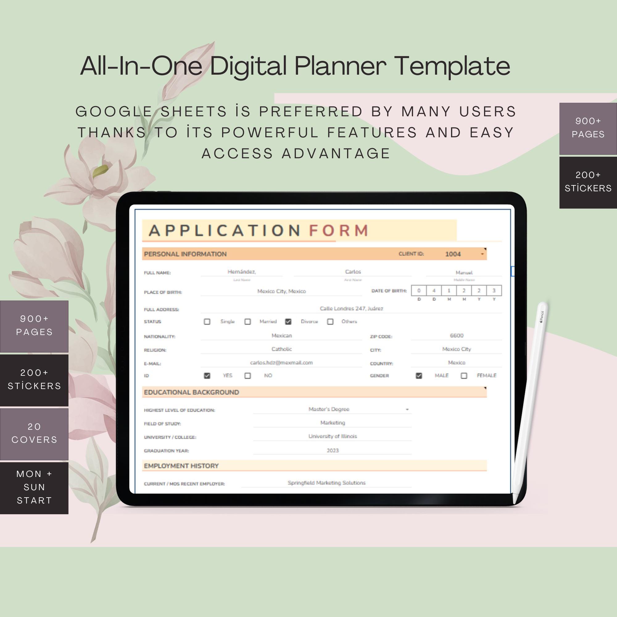 Editable Application Form Template, Digital Download, Easy to Use ...