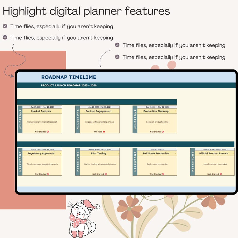 Roadmap Timeline Template, Google Sheets Project Planner, Editable ...