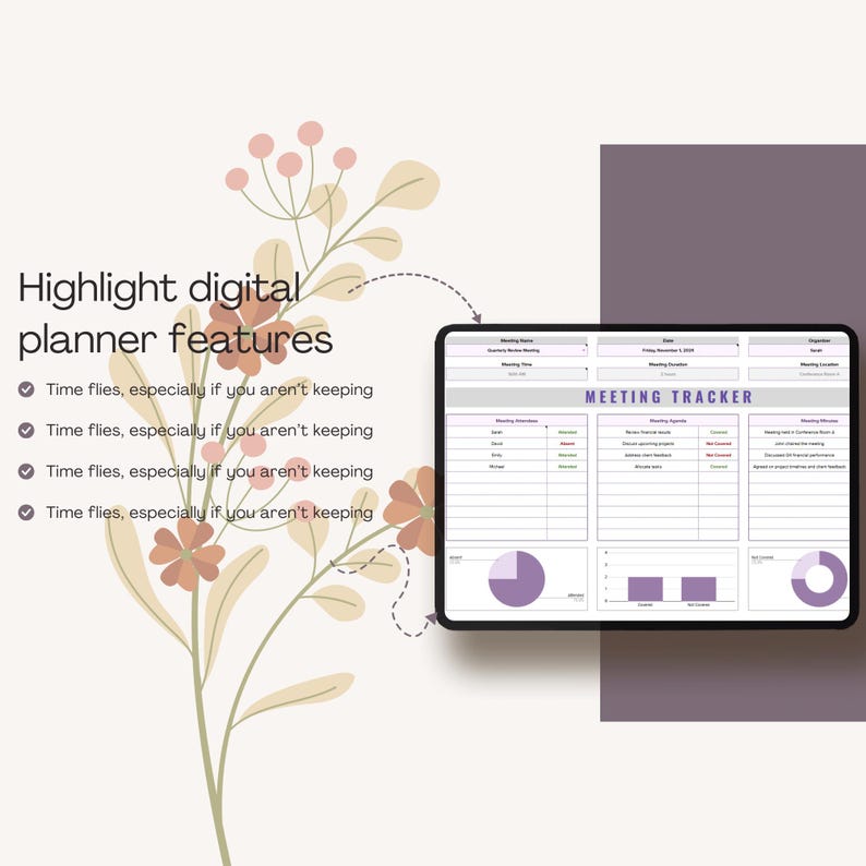 Meeting Tracker Template, Editable Google Sheets, Digital Download for ...
