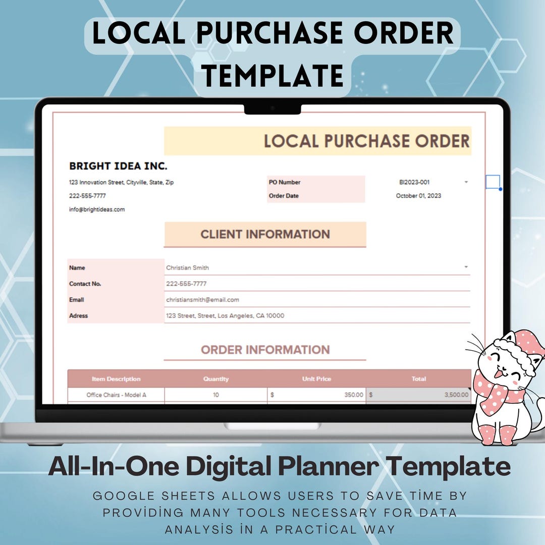 Local Purchase Order Template | Google Sheets | Editable Printable ...