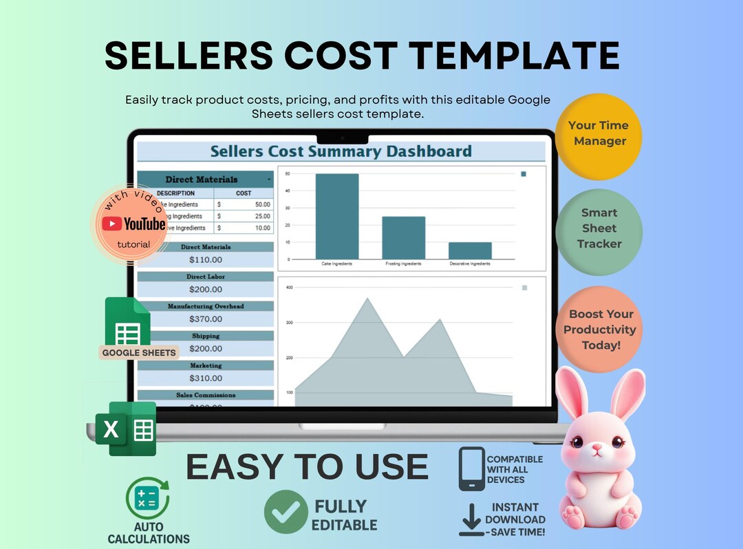 Sellers Cost Template, Editable Google Sheets Product Pricing and ...