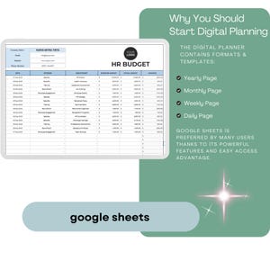 Editable HR Budget Template, Digital Download, Easy to Use, Google ...