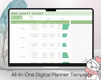 WBS Gantt Chart, Editable Google Sheets for Work Breakdown Structure ...