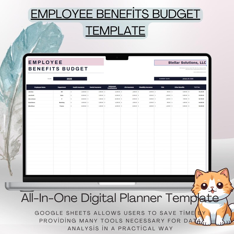 Employee Benefits Budget Template, Editable Digital Download for HR ...