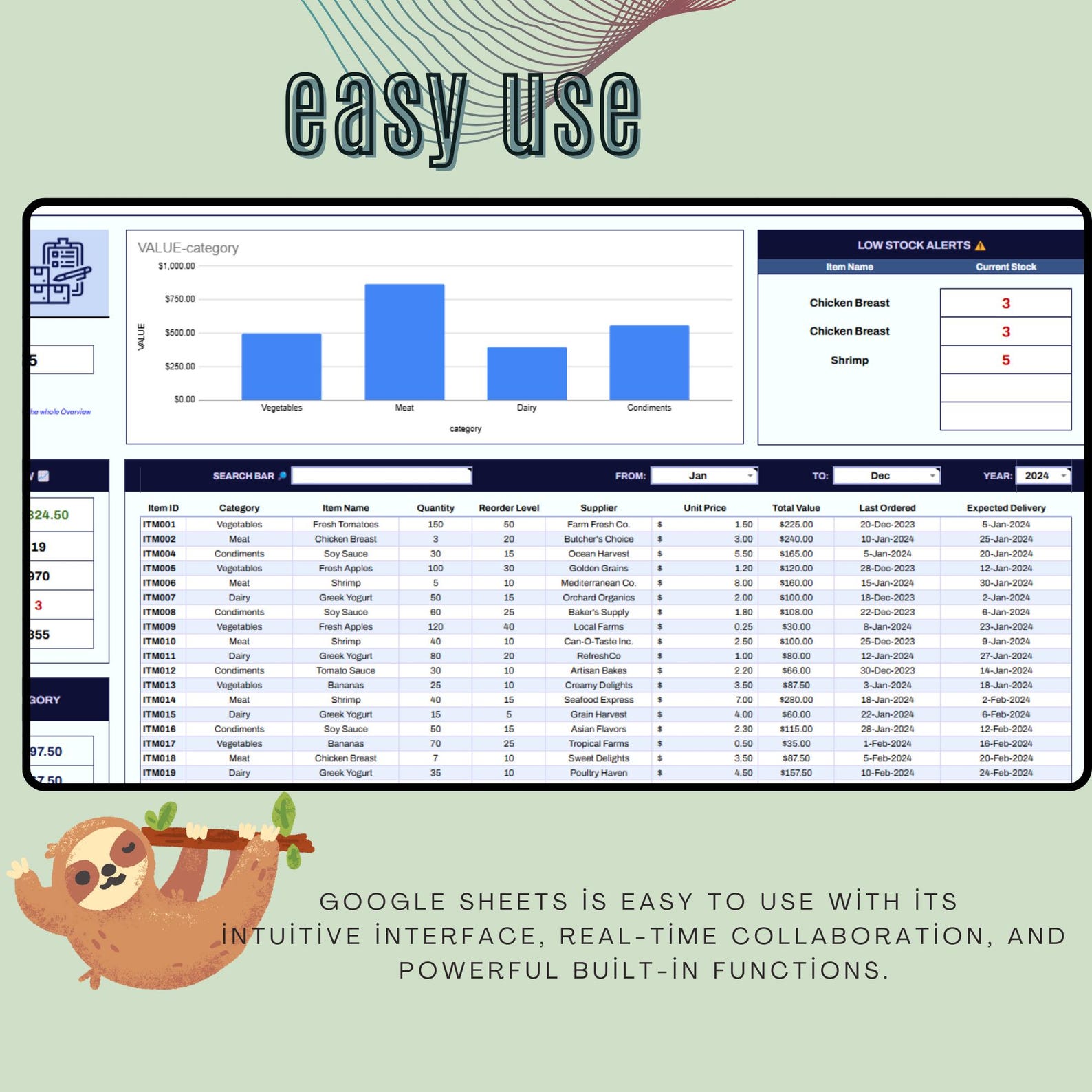 Restaurant Kitchen Inventory Template, Google Sheets Editable, Digital ...