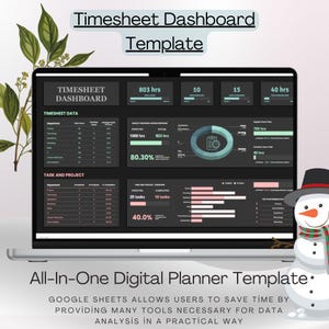 Timesheet Dashboard Template, Editable Google Sheets for Work Hours ...