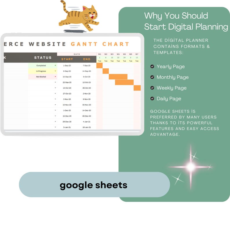 E-commerce Website Gantt Chart Template Google Sheets Editable Digital ...