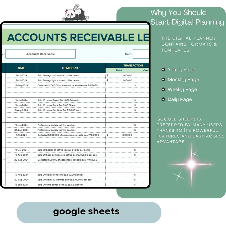 Business Receivables Ledger, Invoice Payment Tracker, Google Sheets ...