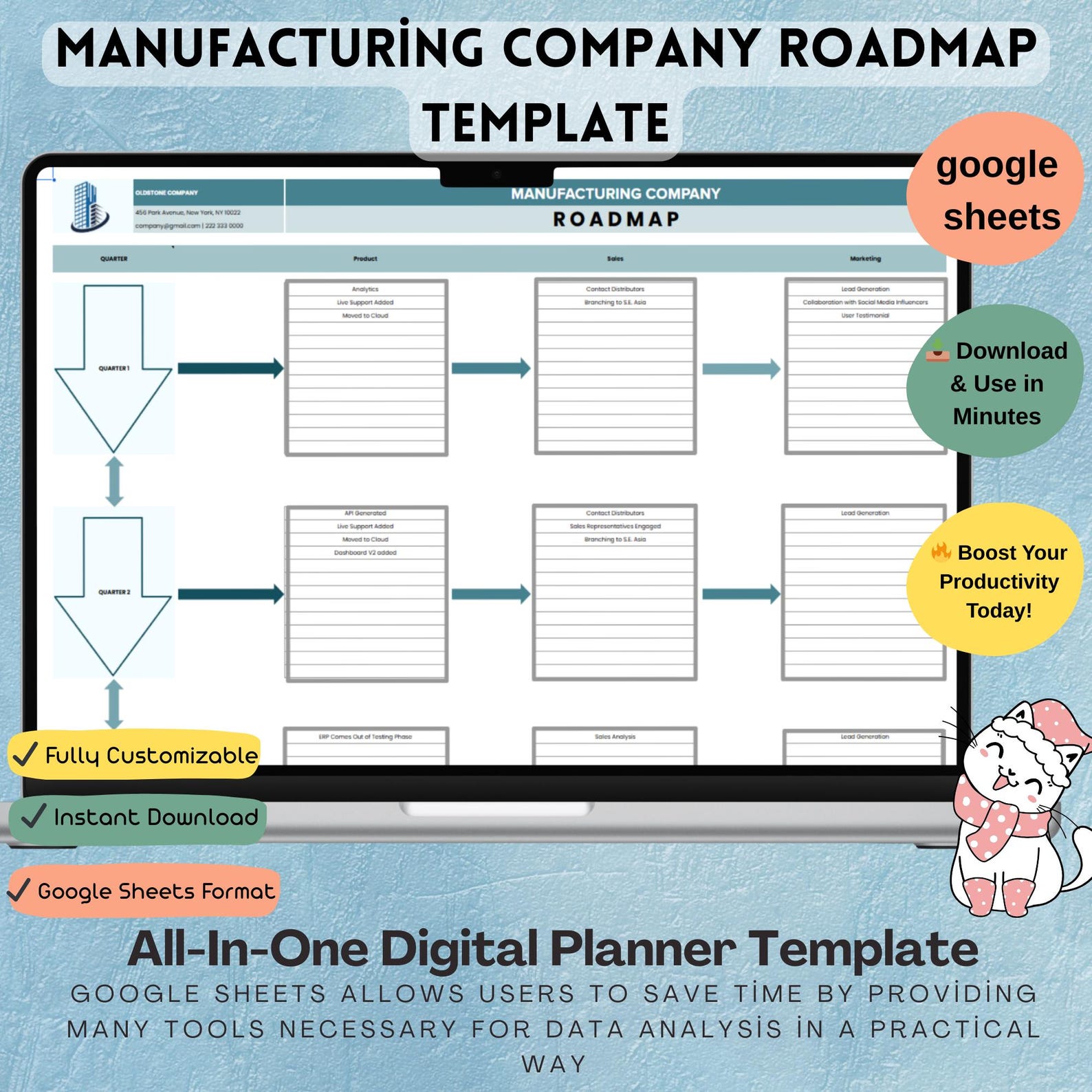 Manufacturing Company Roadmap Template for Operations and Strategy ...