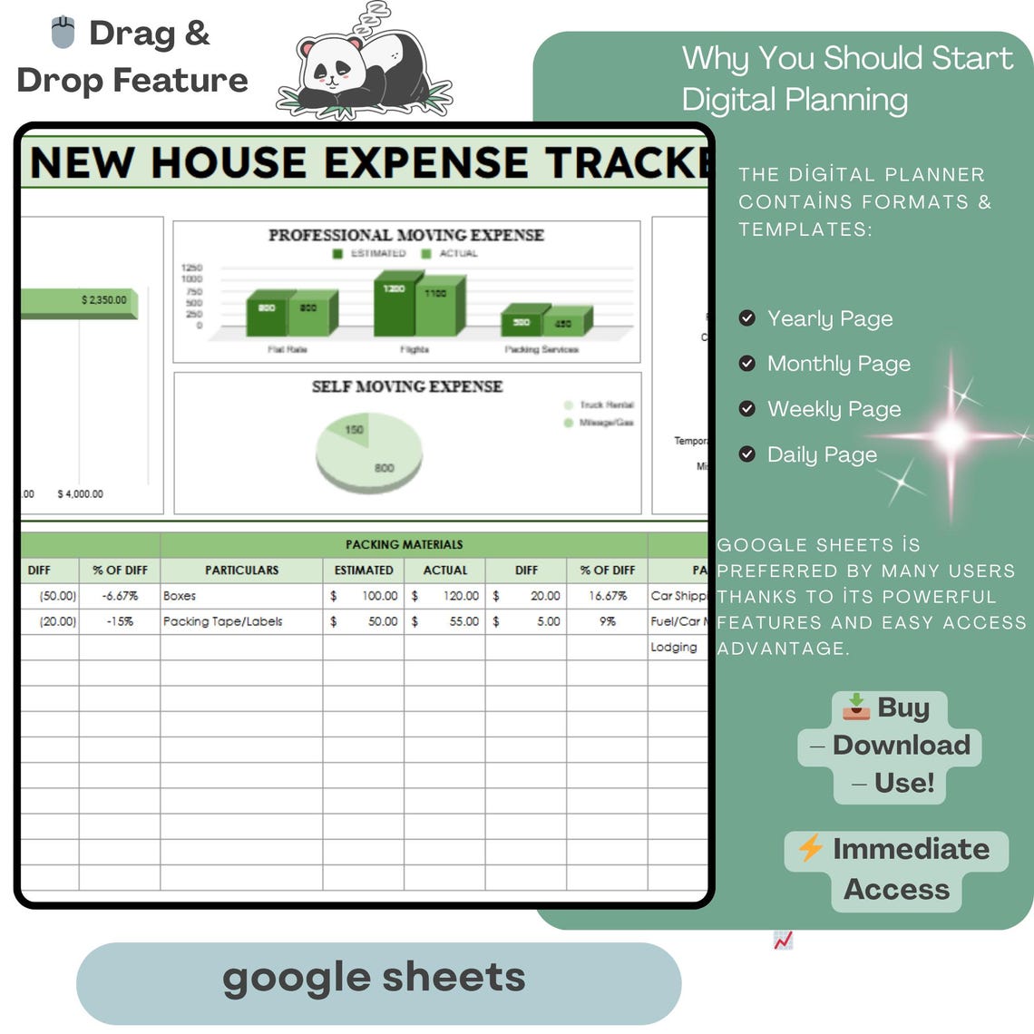 New Home Expense Tracker: Editable Google Sheets Budget (digital ...