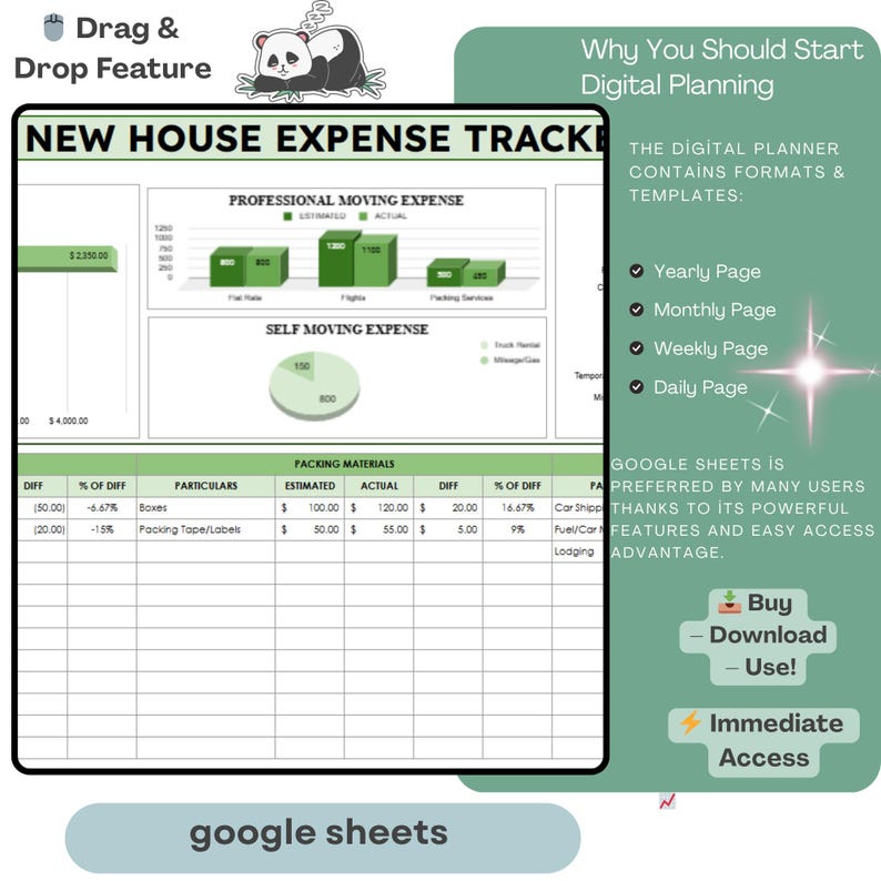 New House Expense Tracker Template, Editable Google Sheets for ...