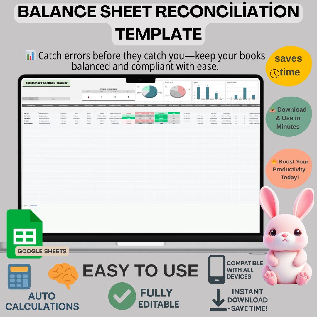 Customer Feedback Tracker Template Google Sheets, Editable Review and ...