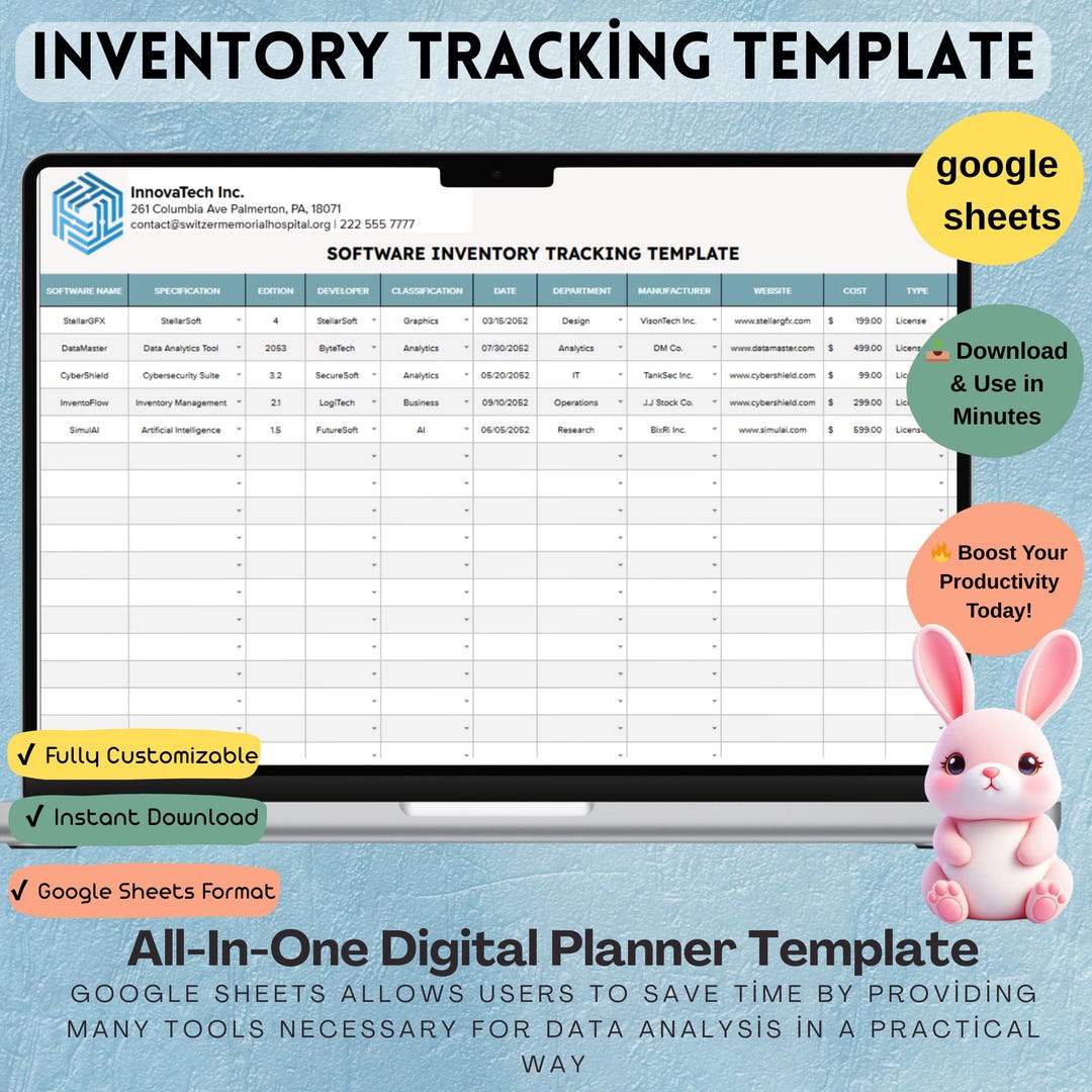 Inventory Tracking Template, Digital Download, Google Sheets, Editable ...