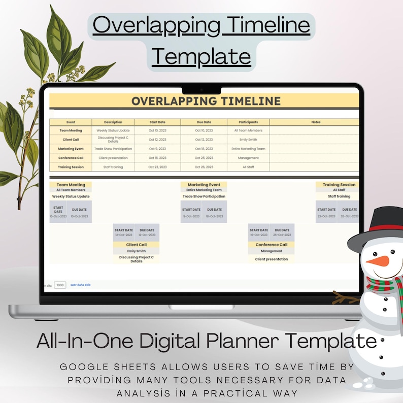 Overlapping Timeline Template, Digital Download, Editable, Easy to Use ...