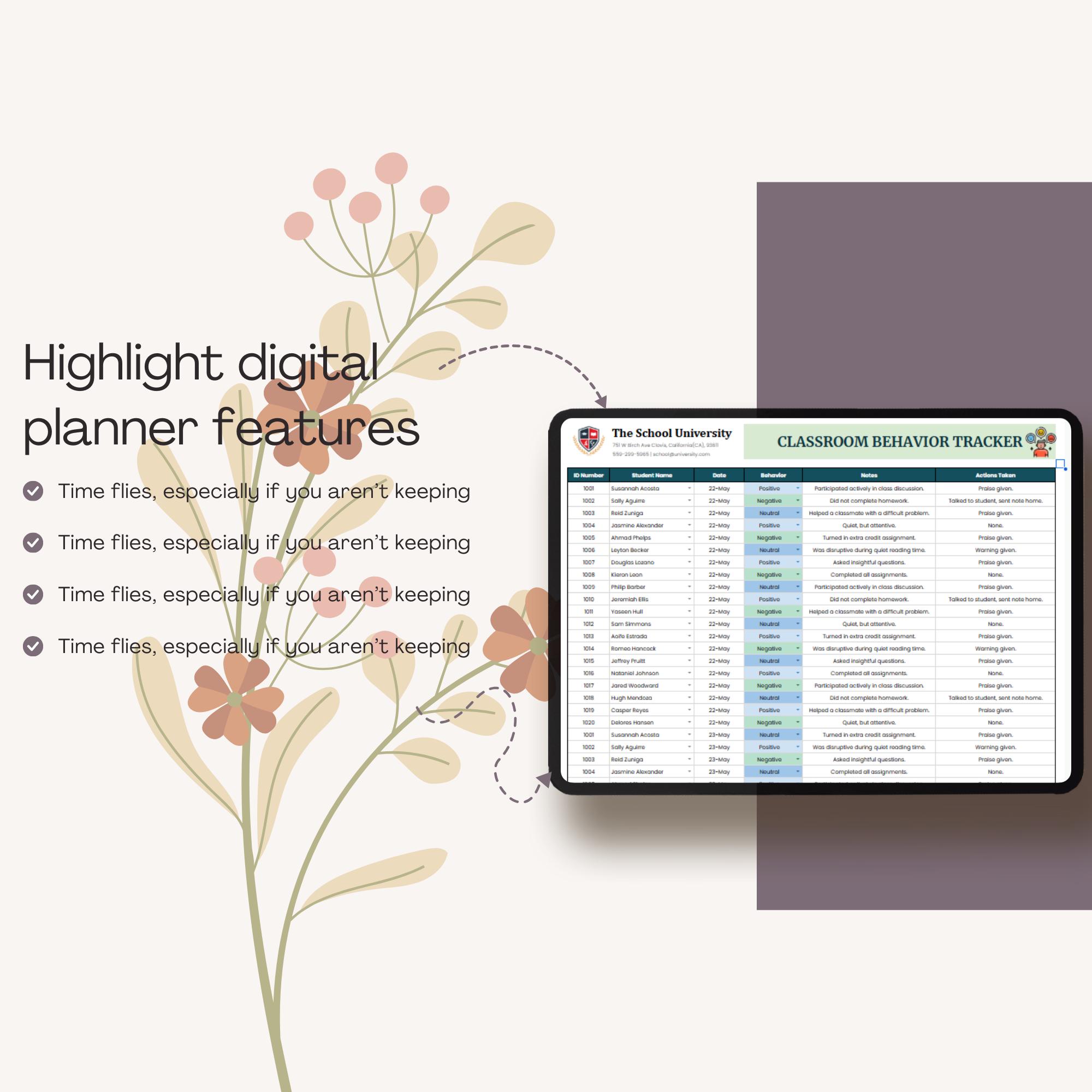 Classroom Behavior Tracker Template, Editable Google Sheets, Digital ...