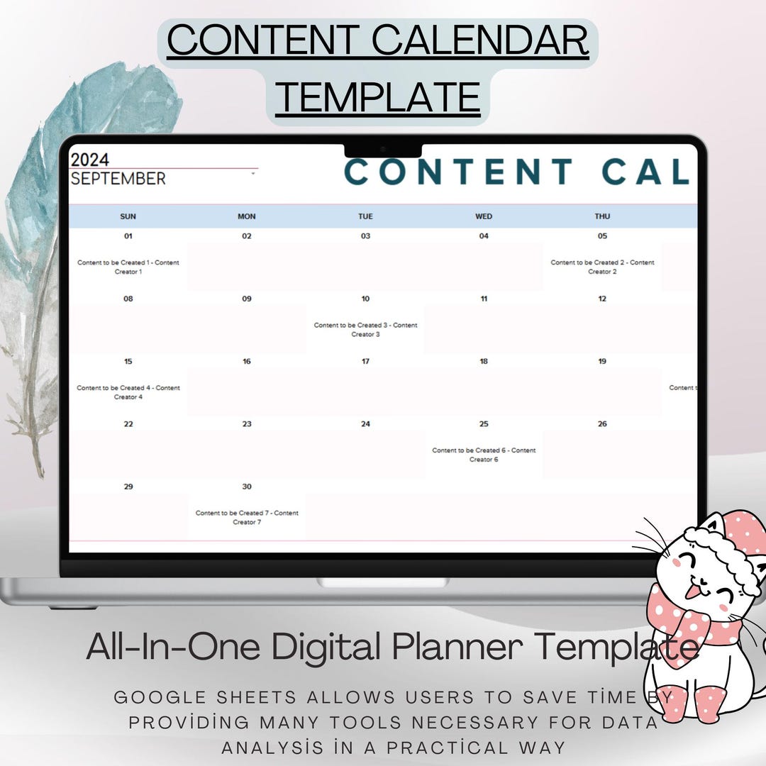 Content Calendar Template Google Sheets Editable Digital Download for ...