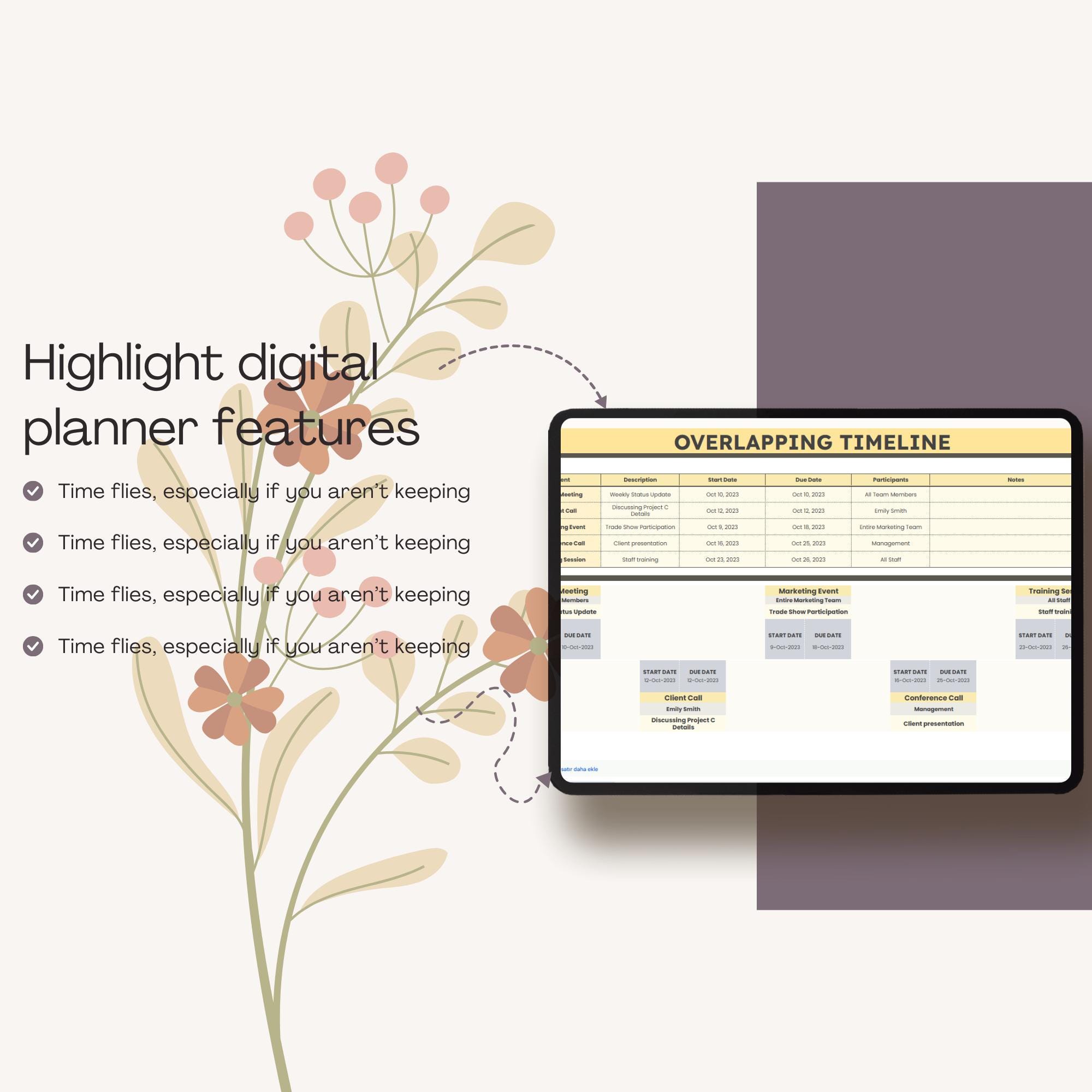 Overlapping Timeline Template, Digital Download, Editable, Easy to Use ...