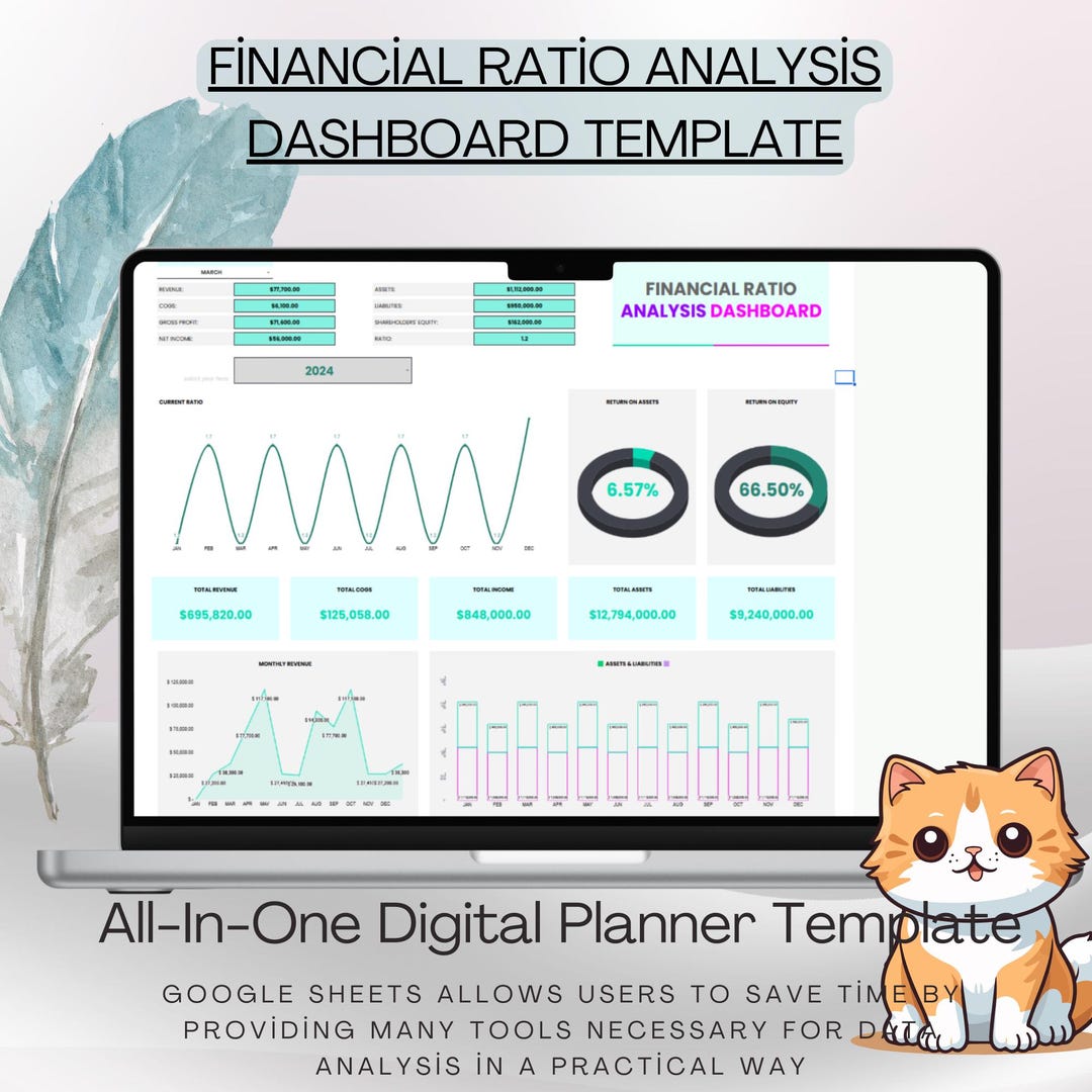 Financial Ratio Analysis Dashboard Template, Editable Google Sheets for ...