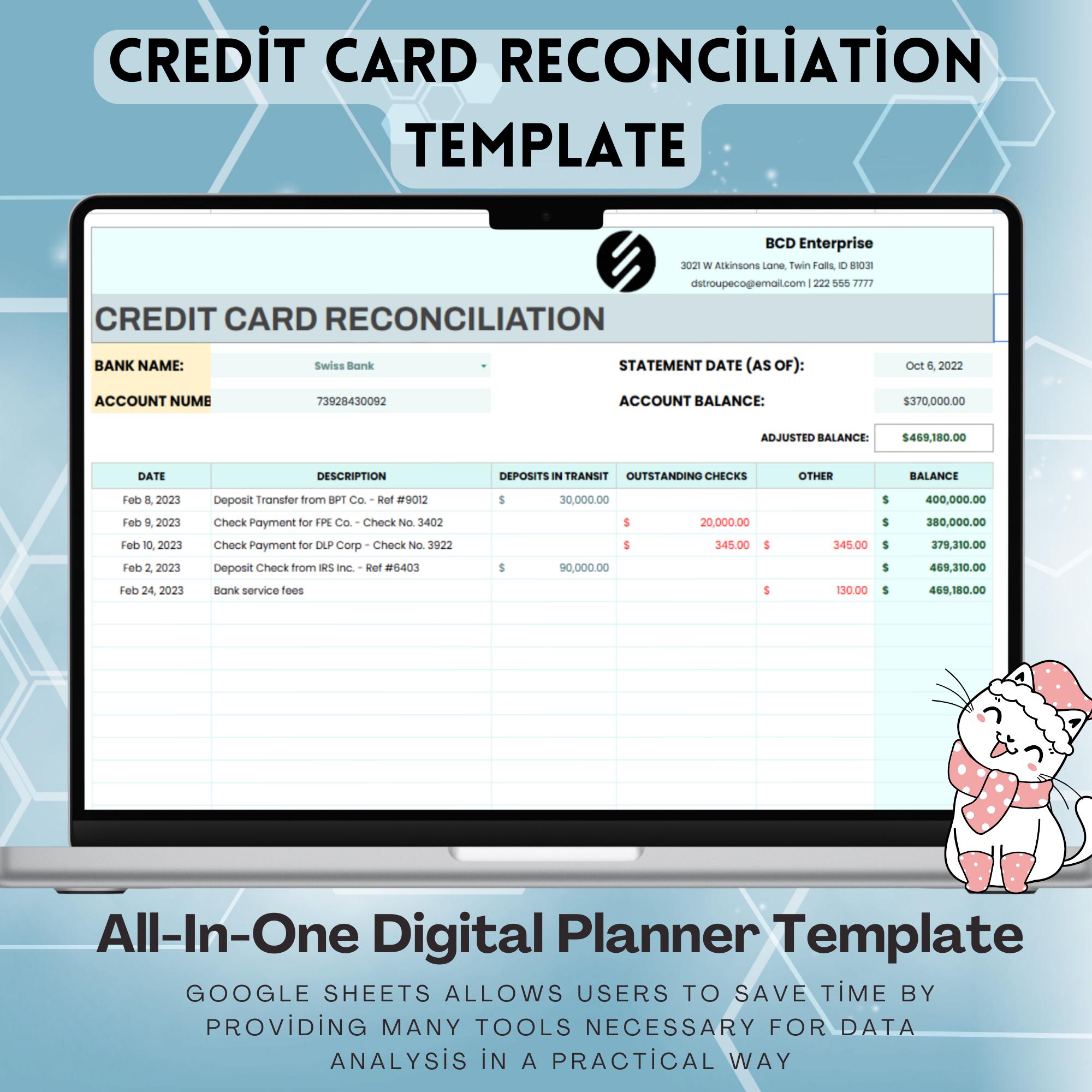 Credit Card Reconciliation Template, Google Sheets Expense Tracker ...