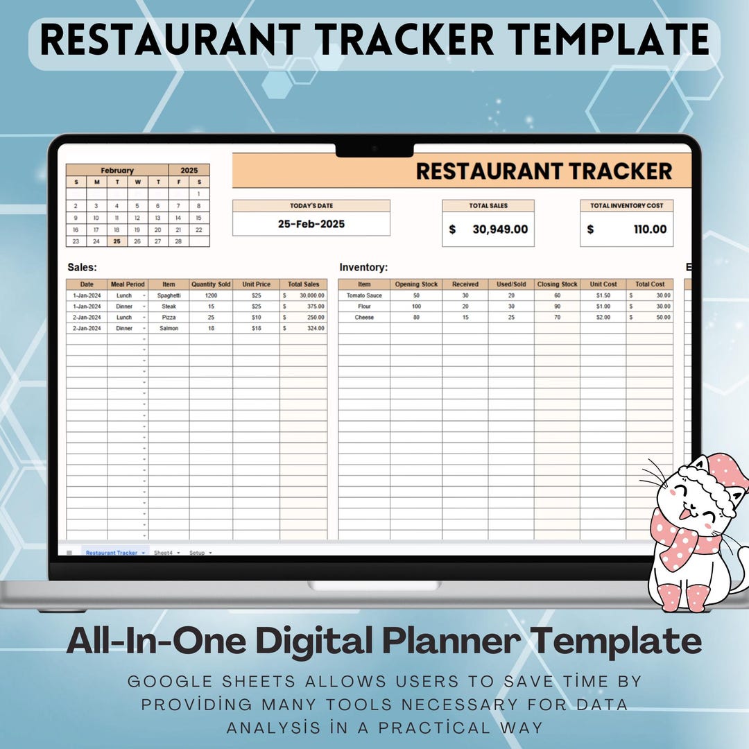 Restaurant Tracker Template, Sales & Expense Log, Google Sheets ...