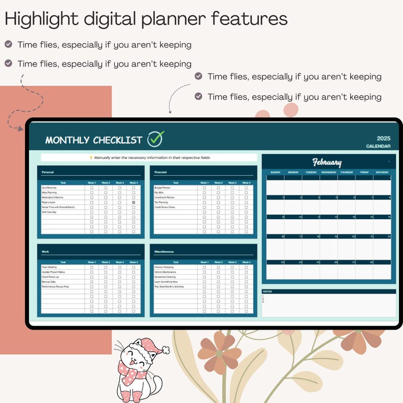 Monthly Checklist Template, Google Sheets, Editable To-do List, Task ...
