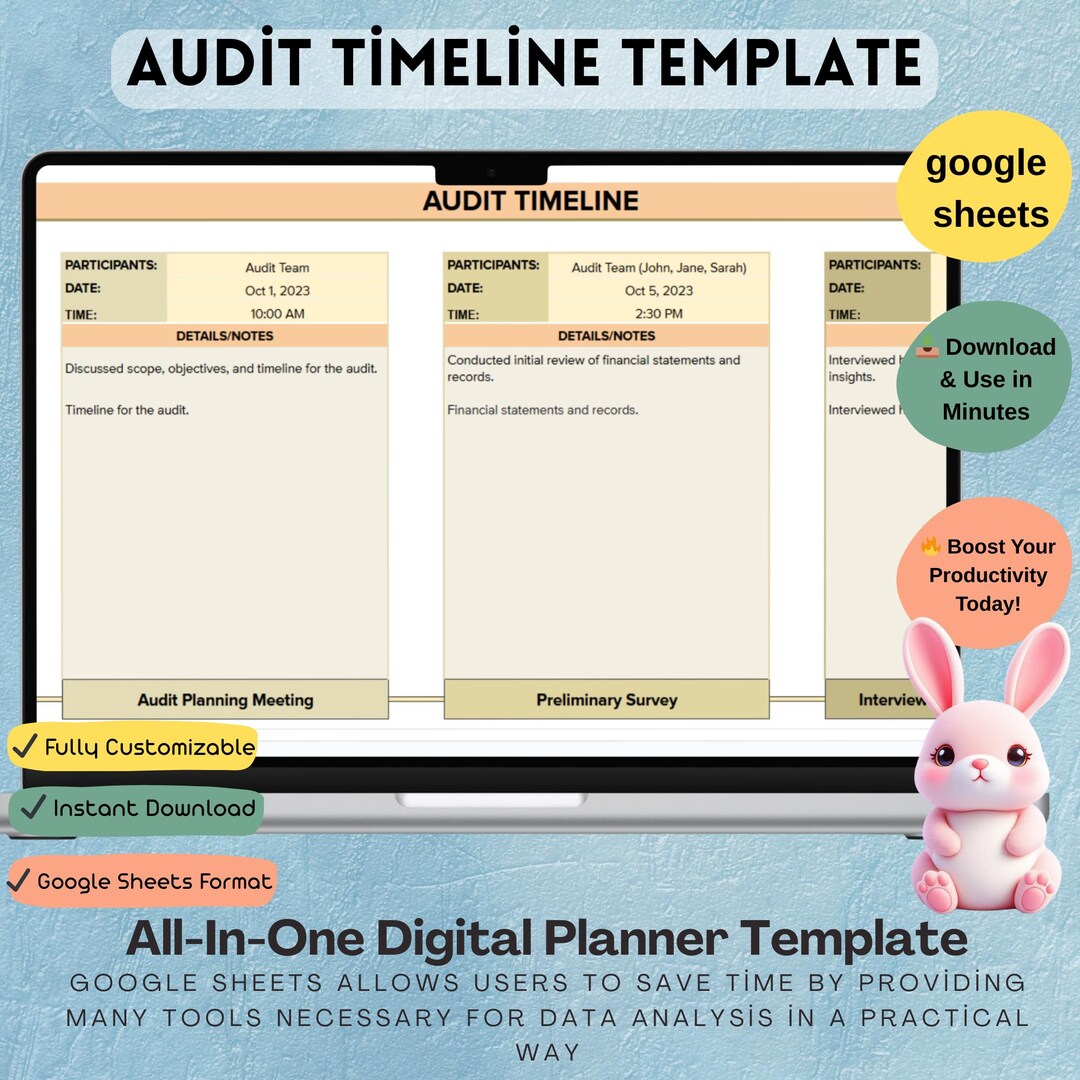 Audit Timeline Template, Editable Google Sheets, Digital Download, Easy ...