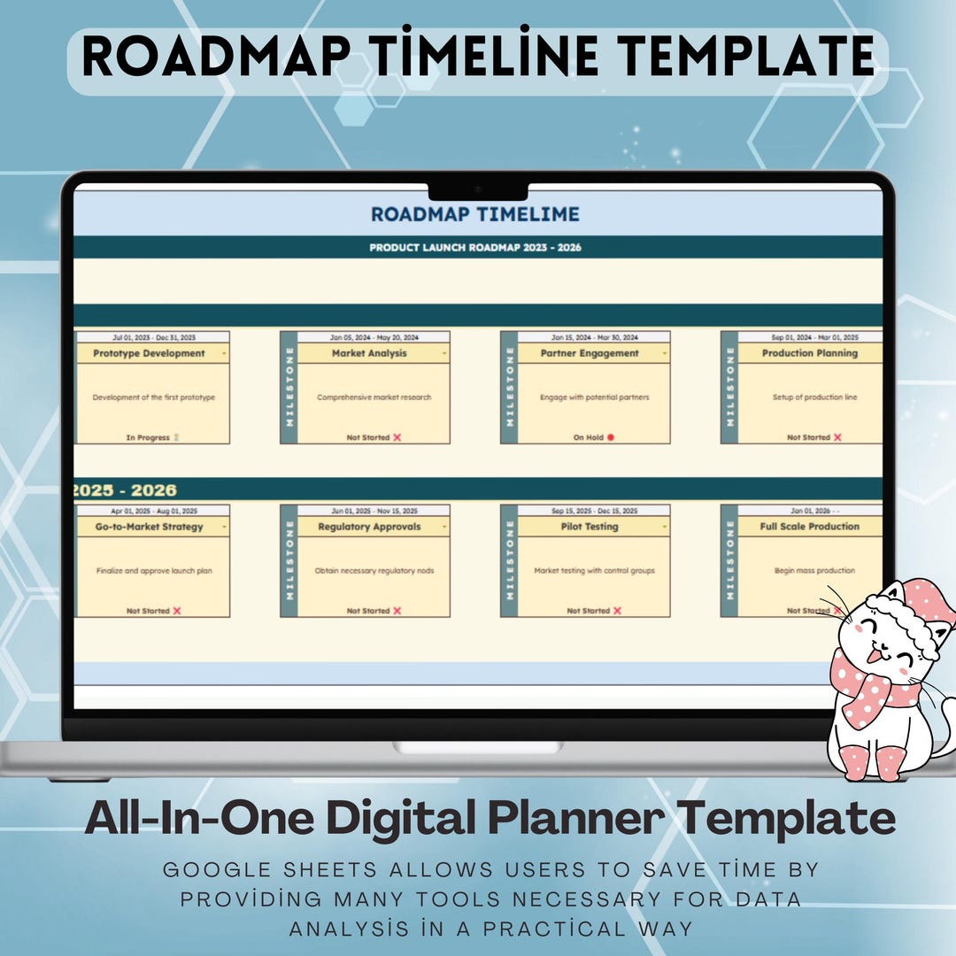 Roadmap Timeline Template, Google Sheets Project Planner, Editable ...