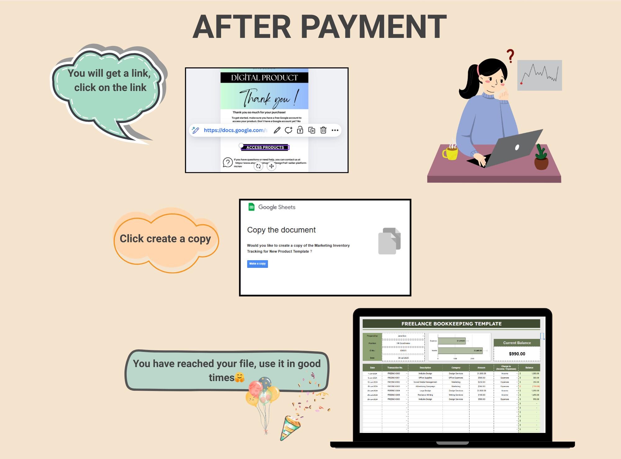 Freelance Bookkeeping Template: Editable Google Sheets Tracker (digital ...