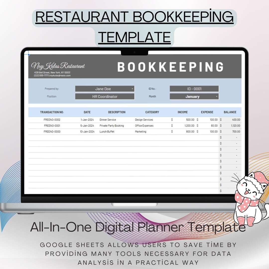 Restaurant Bookkeeping Template, Digital Download, Google Sheets ...