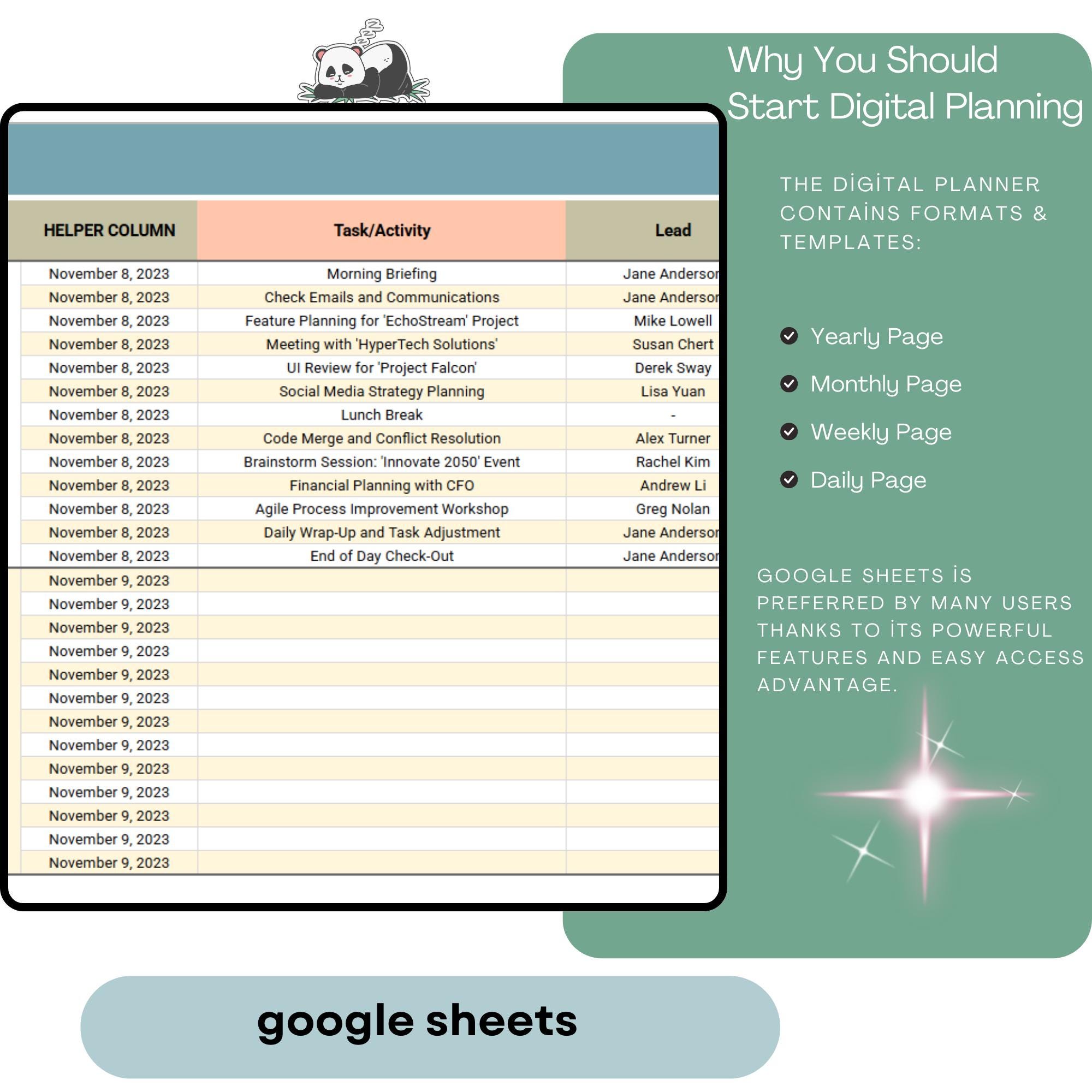 Daily Timeline Template – Google Sheets, Editable Digital Download ...