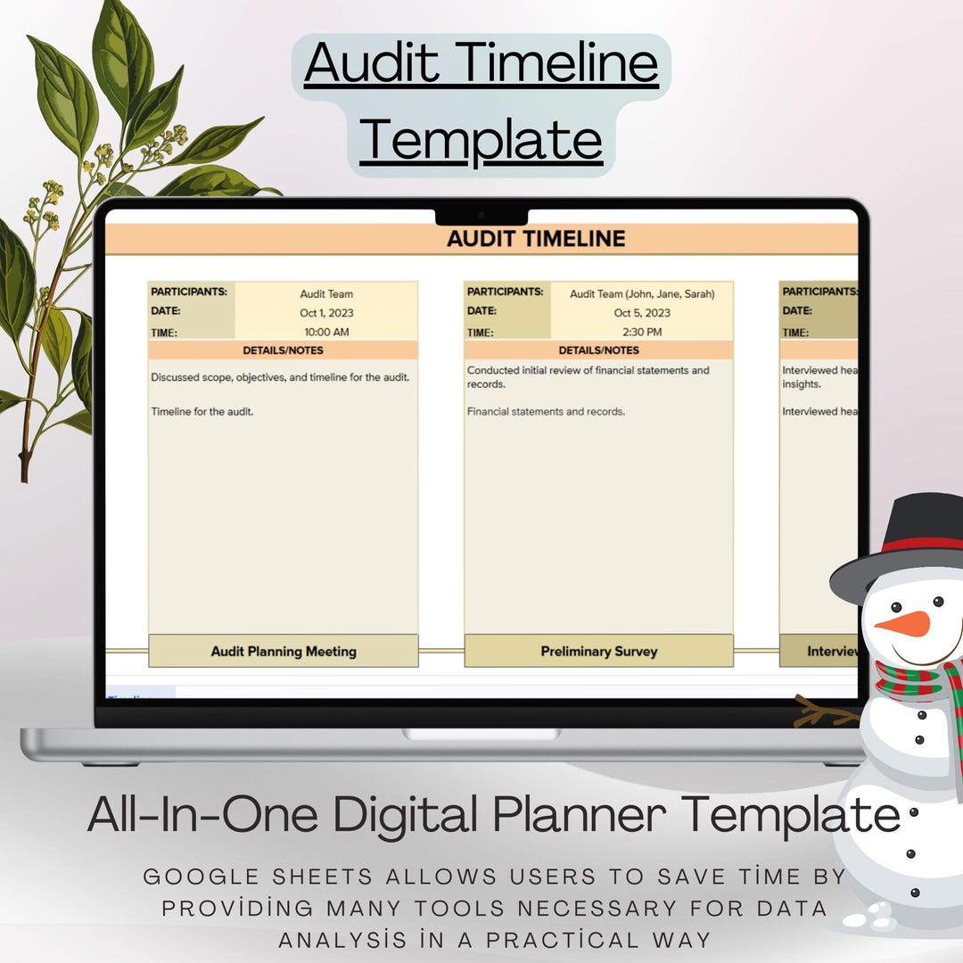 Audit Timeline Template, Digital Download, Editable Google Sheets, Easy ...