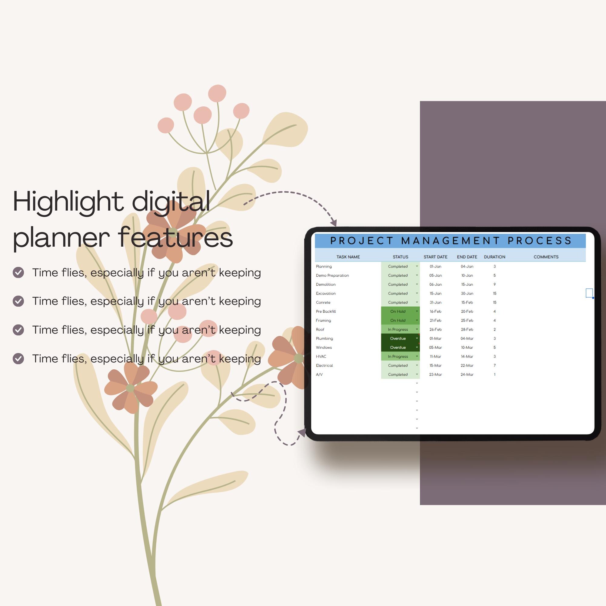 Project Management Process Template, Editable Google Sheets, Digital ...
