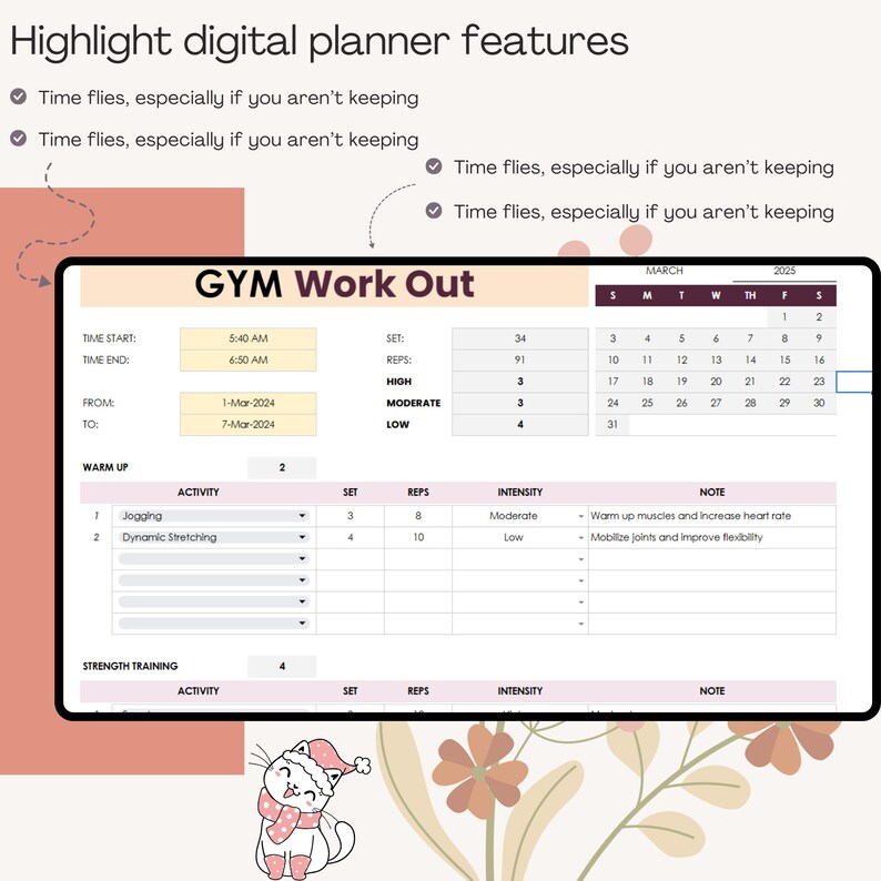 Gym Workout Template, Editable Google Sheets Planner, Fitness Tracker ...