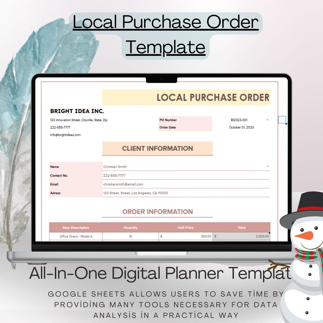 Local Purchase Order Template, Editable Business Form, Google Sheets ...