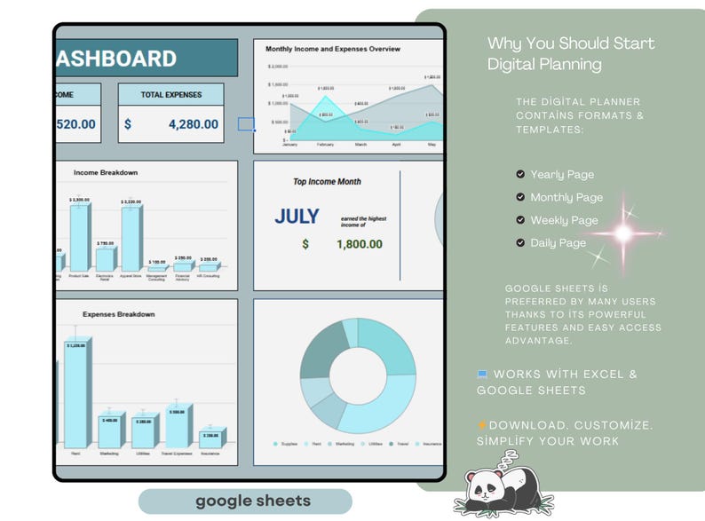 Animated Key Data Dashboard Template for Google Sheets | Track Kpis ...