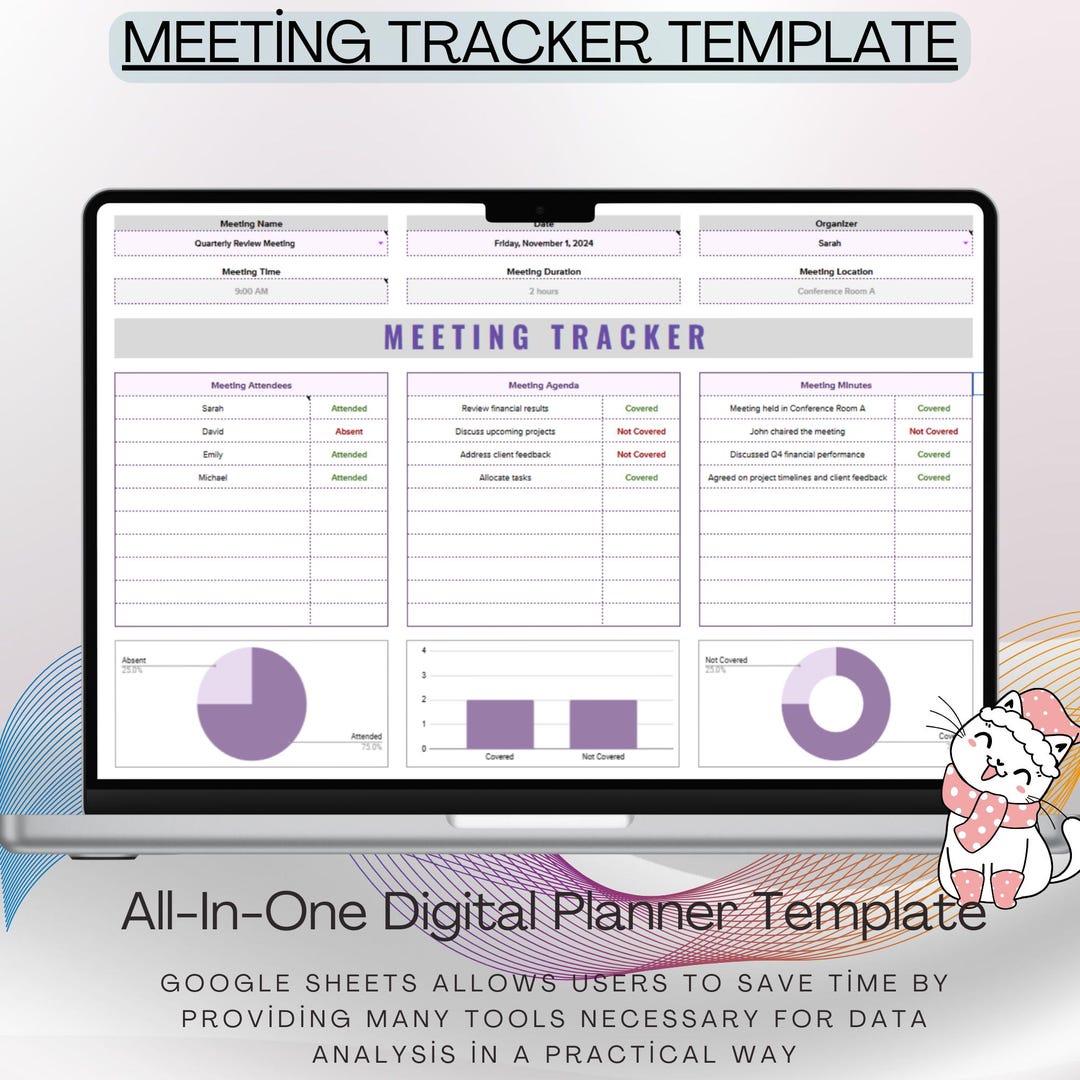 Meeting Tracker Template | Google Sheets | Editable Digital Download ...