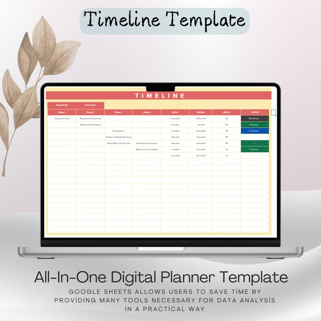 Timeline Template, Editable Google Sheets, Project Planning and Task ...